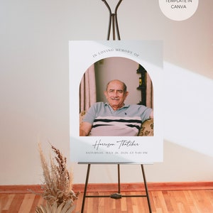 In Loving Memory Sign With Picture, Funeral Welcome Sign for Man ...