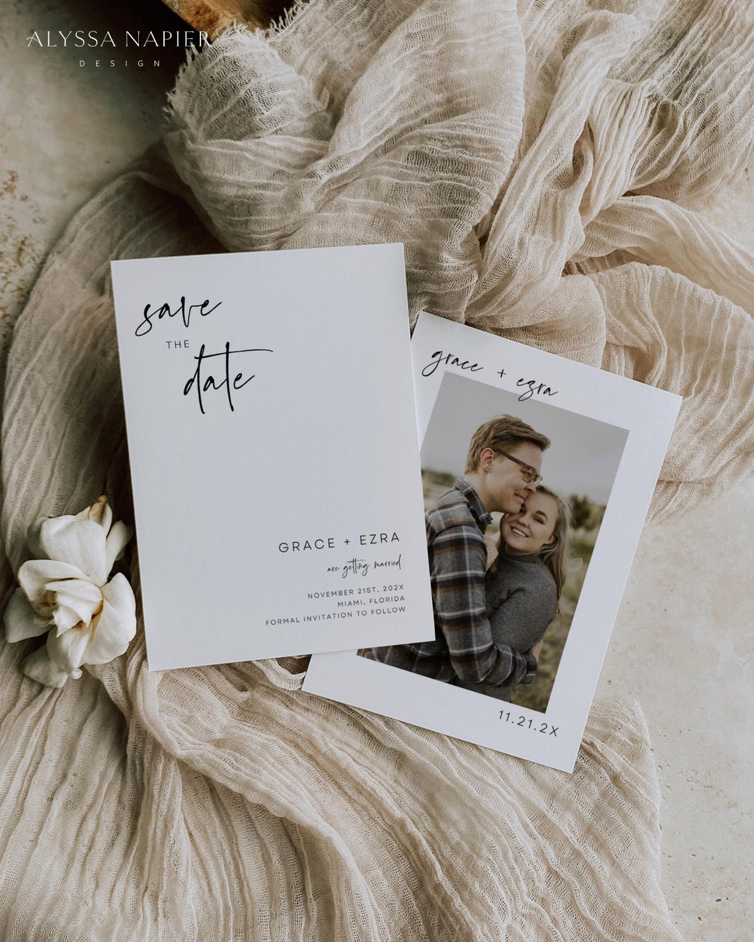 Minimalist Save the Date Template, Photo Save the Date, Simple Save the ...