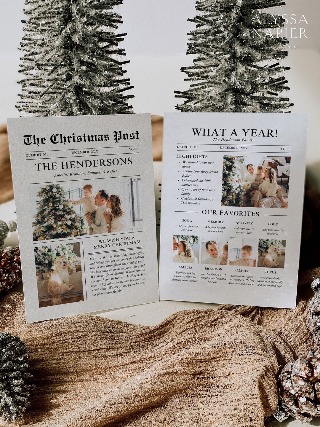 Christmas Newsletter Template Editable, Year in Review Christmas Card ...