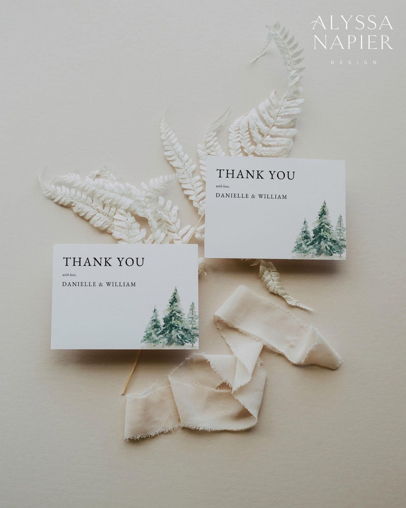 Pine Tree Thank You Card Printable, Pine Thank You Card Template ...