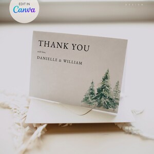 Pine Tree Thank You Card Printable Pine Thank You Card - Etsy