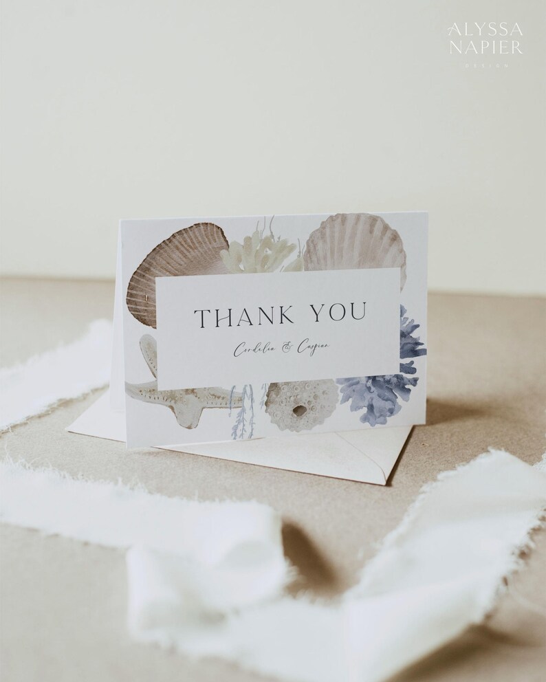 Ocean Thank You Card Printable Nautical Wedding Thank You - Etsy