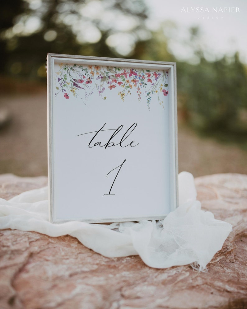 Wildflower Wedding Table Number Template Spring Floral Table | Etsy
