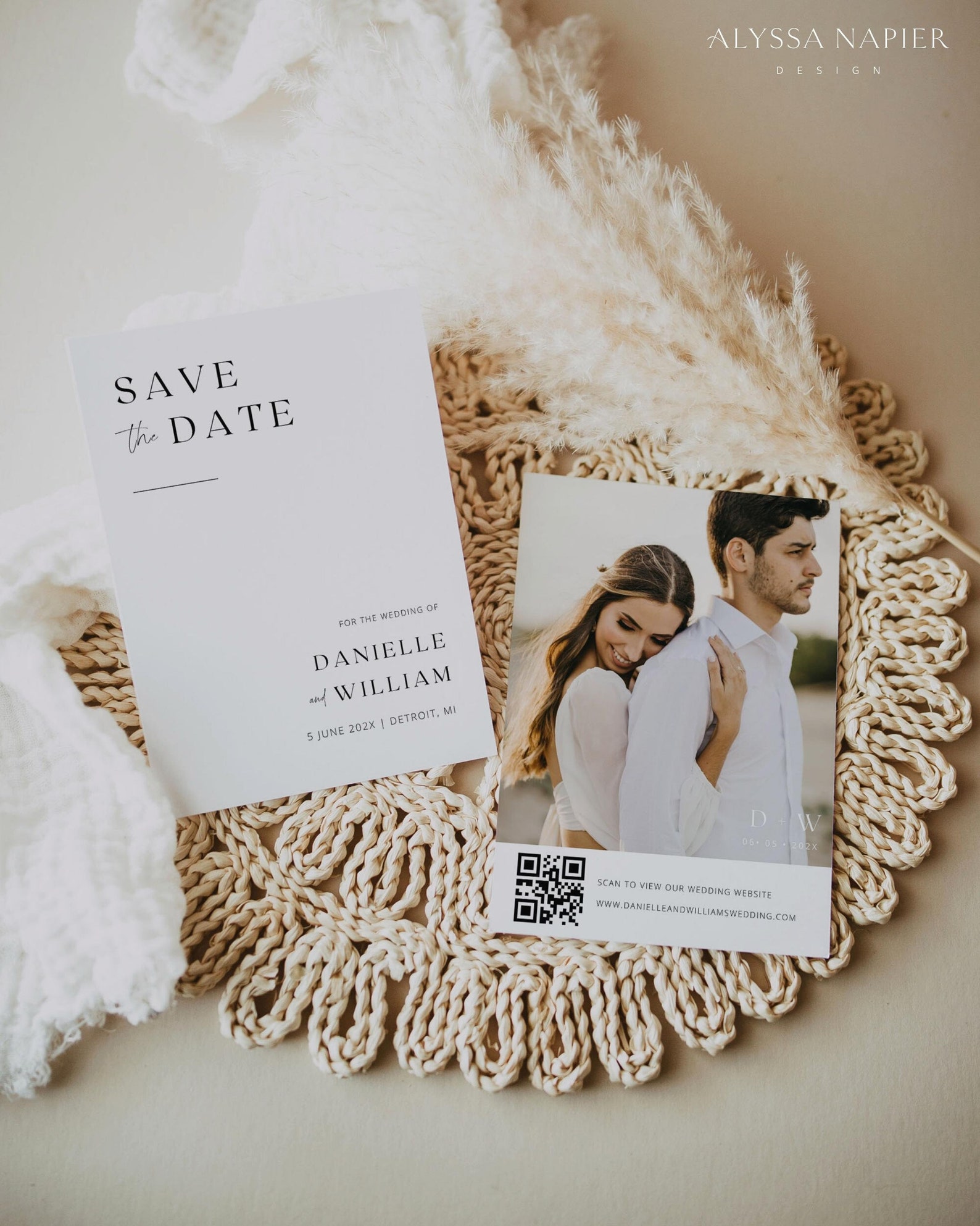 QR Code Save the Date Minimalist Save the Date Black and - Etsy