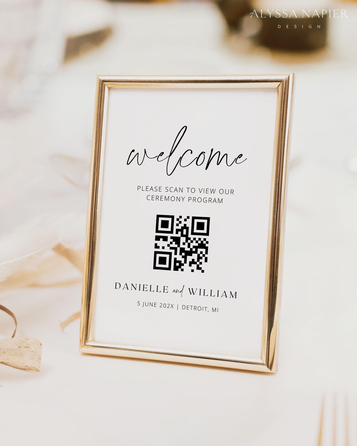 Wedding Program QR Code Sign Digital Wedding Program Sign | Etsy