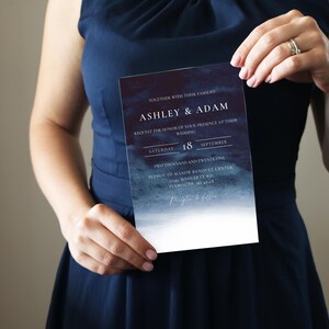 Dark Blue Watercolor Wedding Invitation Suite / Printable | Etsy