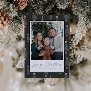 Printable Christmas Card Template Canva, Photo Holiday Card Printable ...