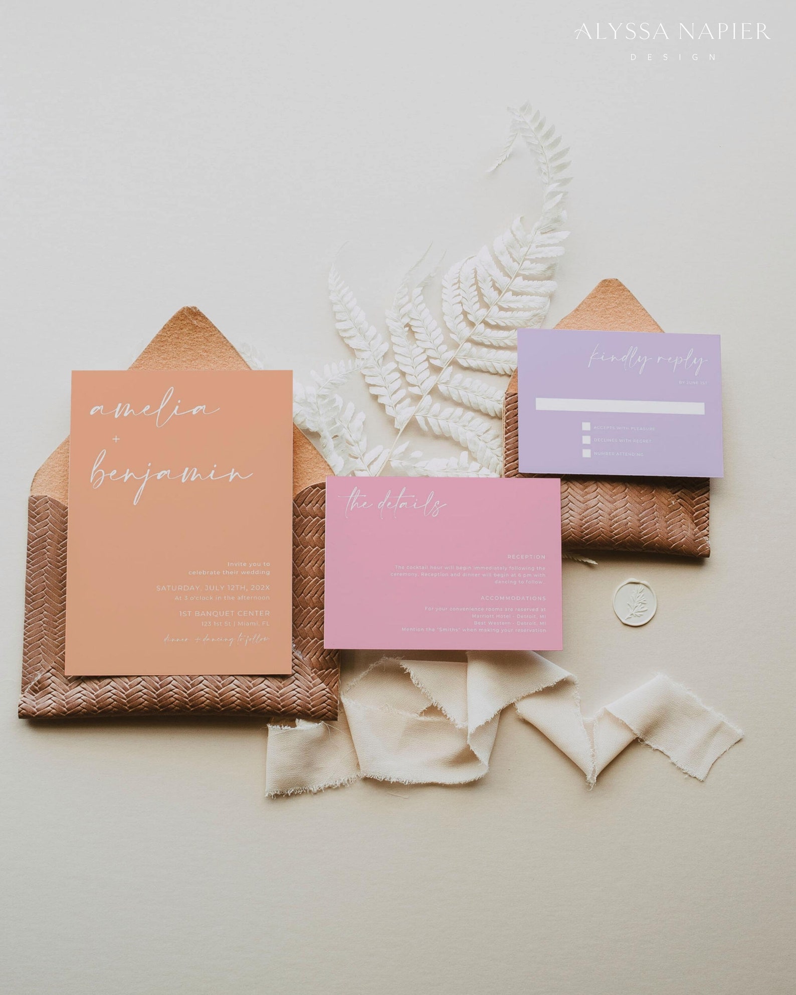 Pastel Wedding Invitation Set Spring Wedding Invitation - Etsy