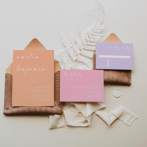 Pastel Wedding Invitation Set, Spring Wedding Invitation Template, Pink ...
