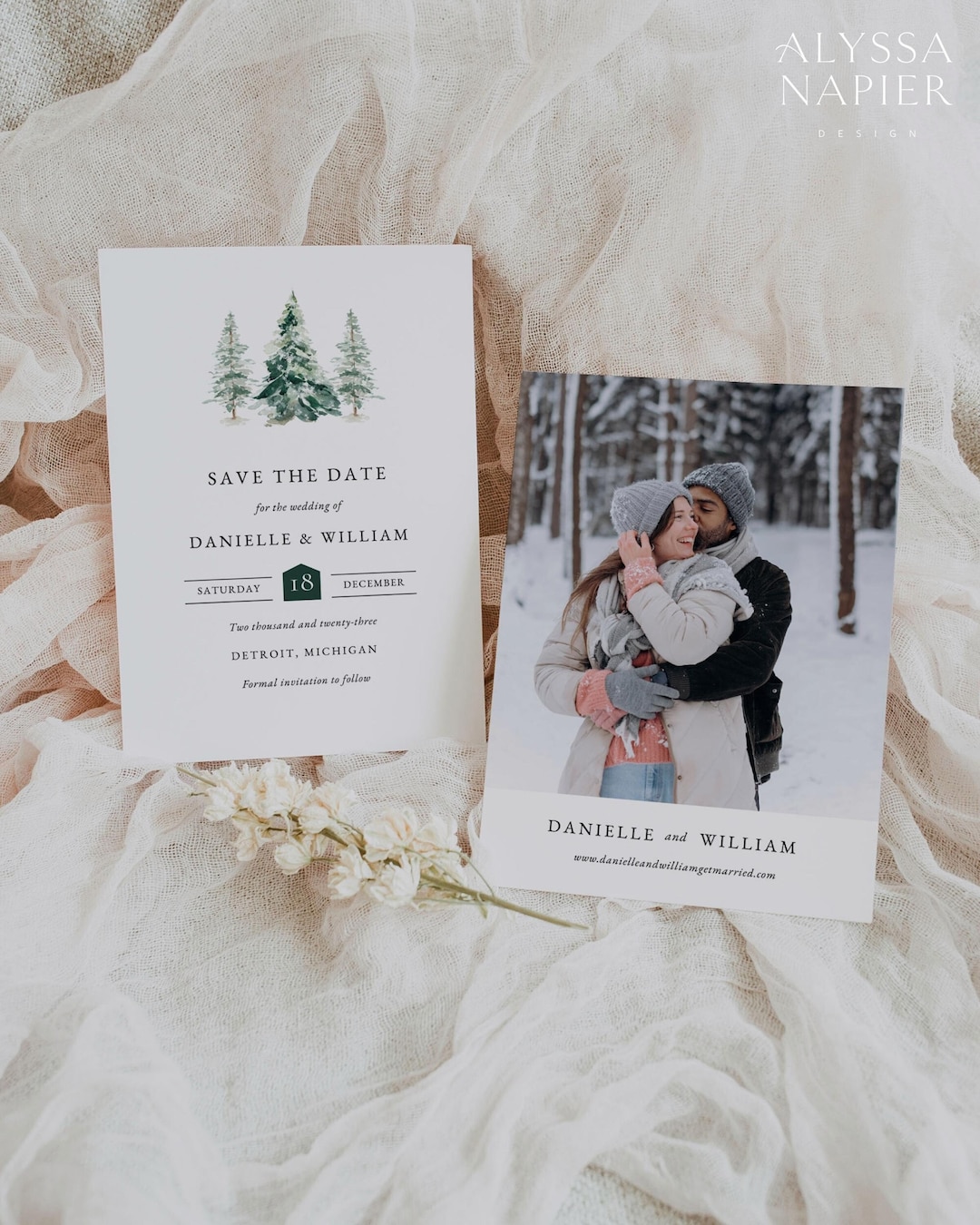 Pine Save the Date Template, Winter Save the Date, Forest Wedding Save ...