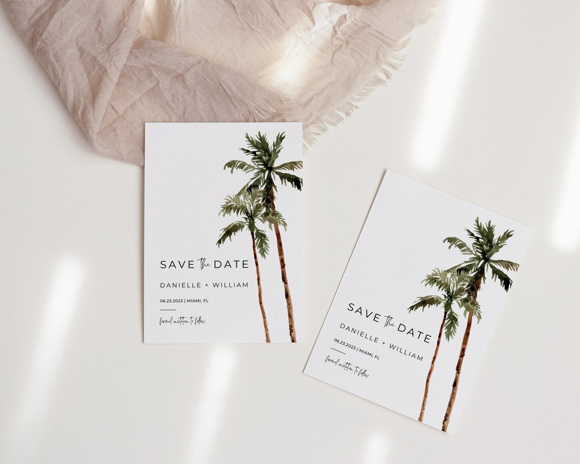 Palm Tree Save the Date Template Beach Wedding Save the Date | Etsy ...