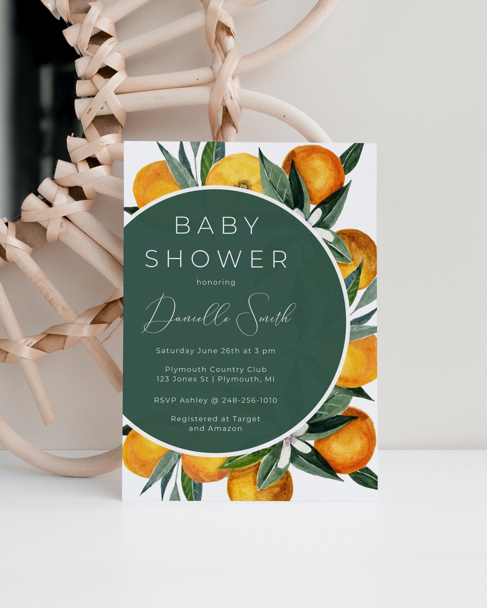 Citrus Baby Shower Invitation Template Tropical Summer Baby | Etsy