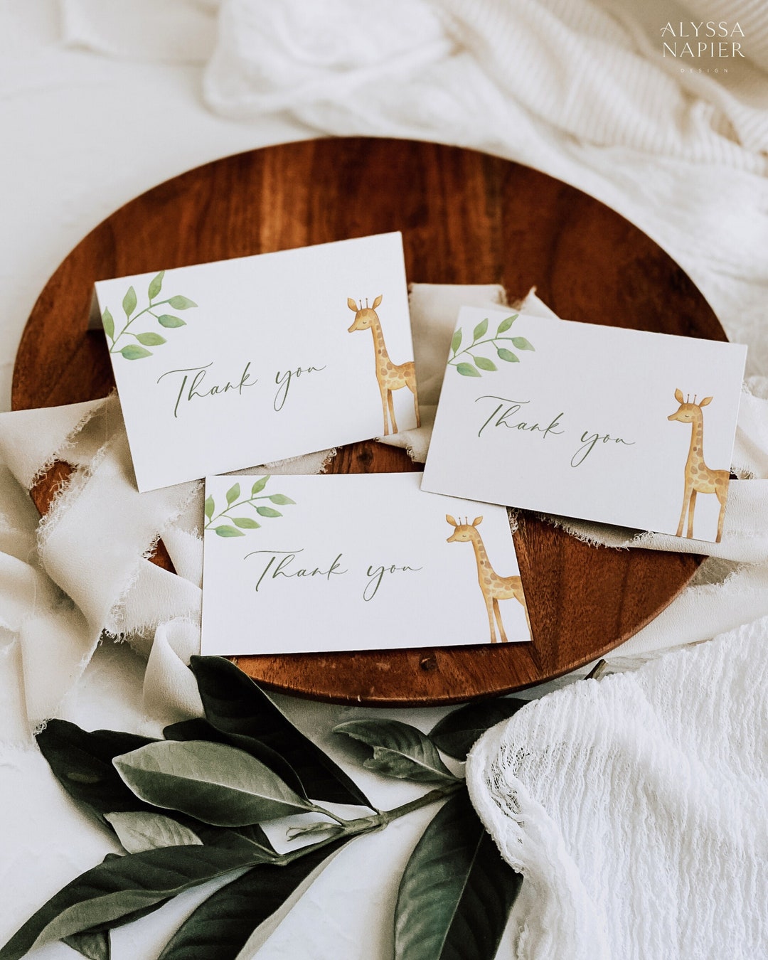 Giraffe Thank You Cards, Safari Thank You Cards, Printable Thank You ...