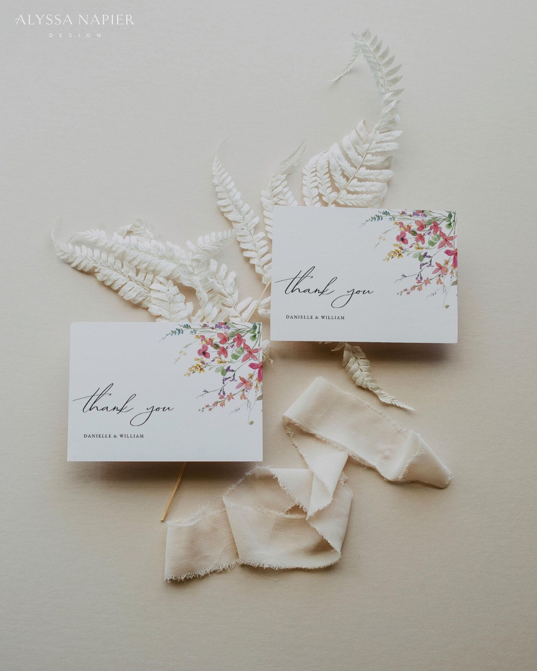 Spring Wildflower Thank You Cards Spring Wedding Thank You - Etsy