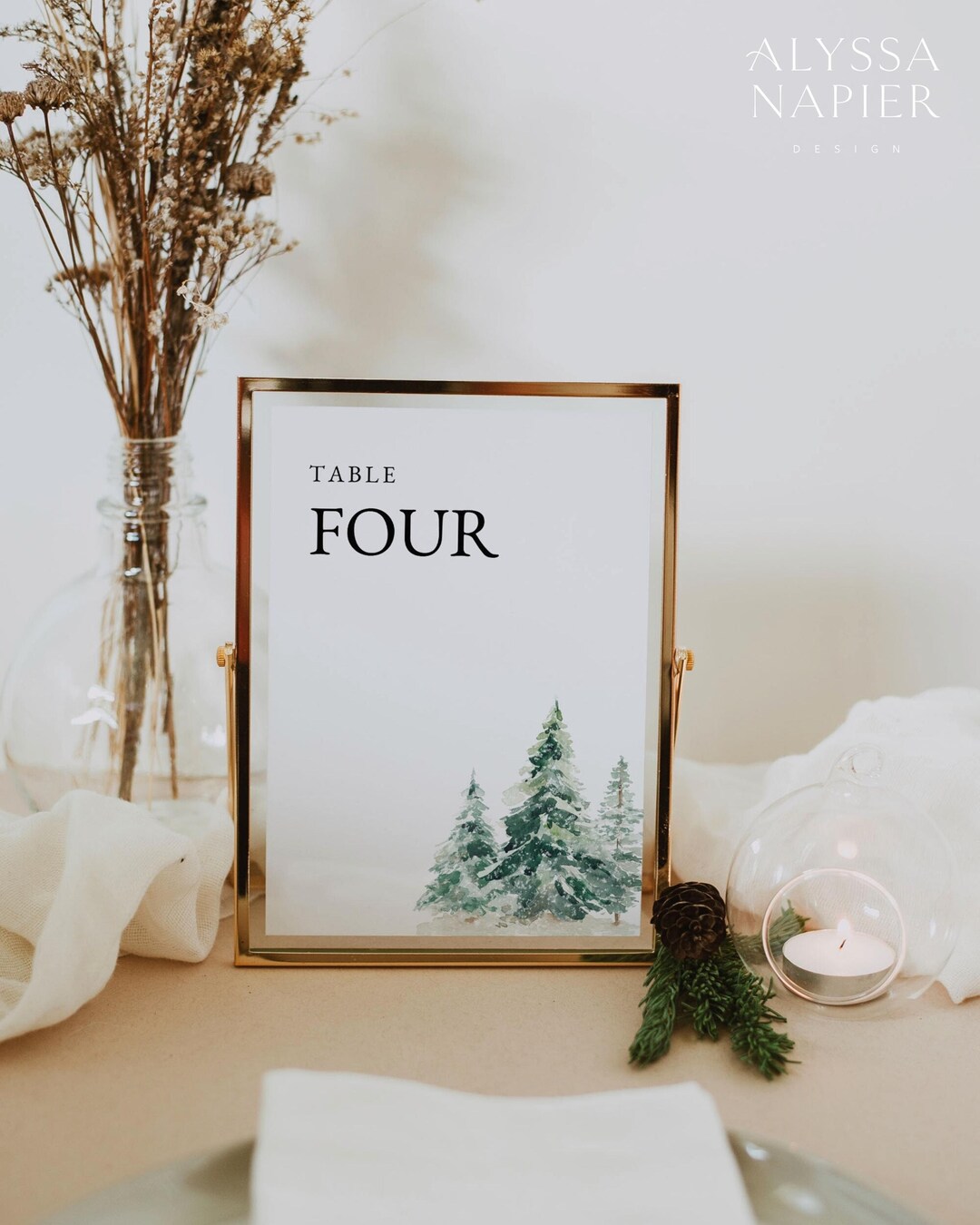 Pine Tree Table Number Set, Winter Wedding Table Numbers, Christmas ...