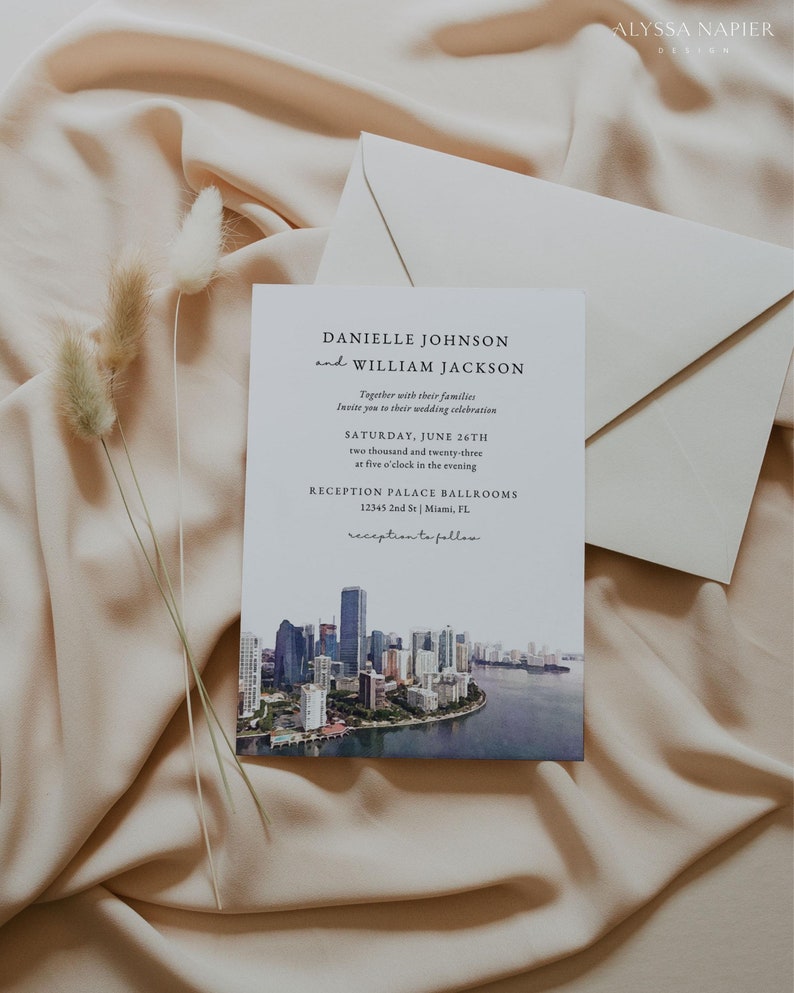 Florida Wedding Invitation Template, Miami Wedding Invitation Editable ...
