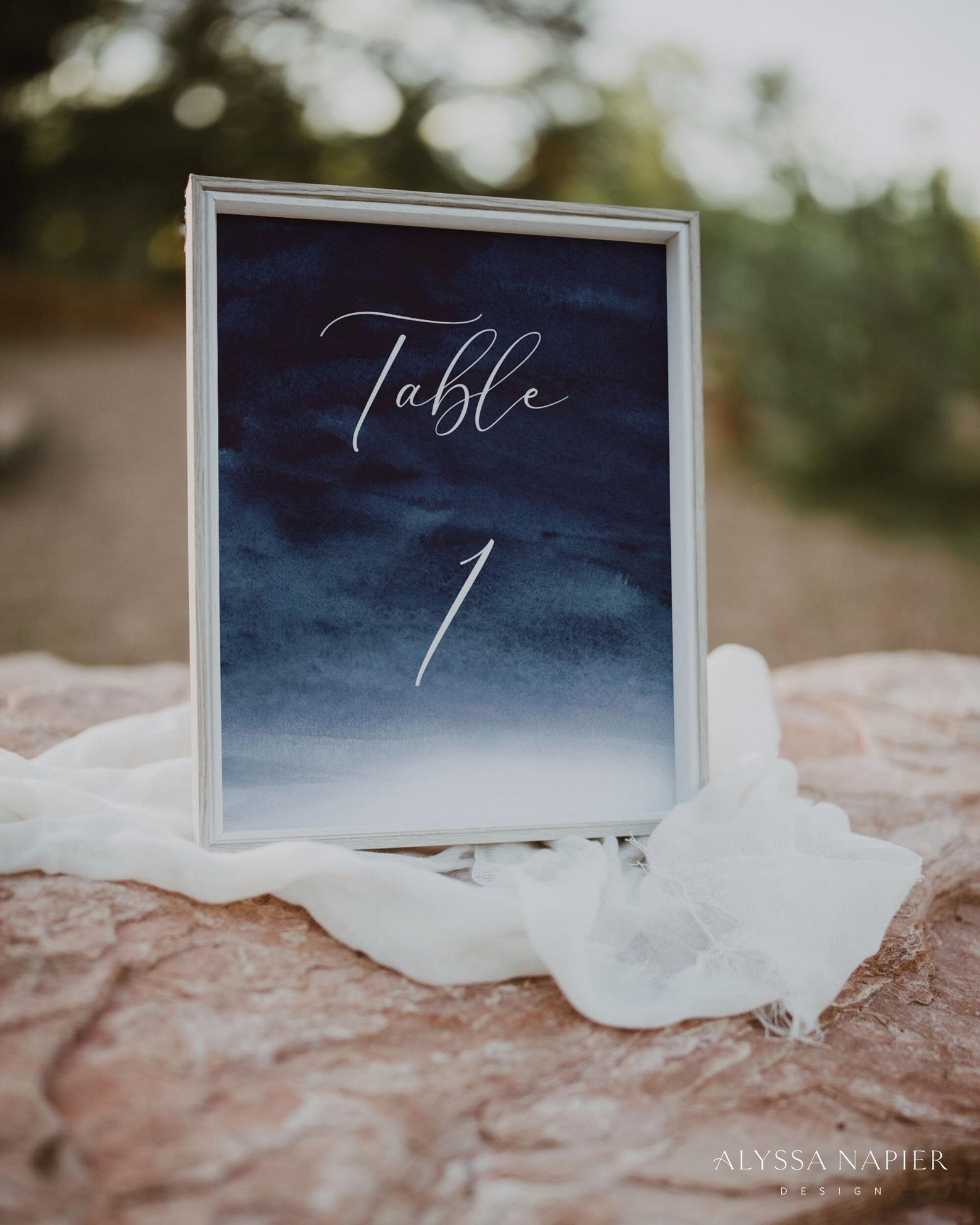 Blue Wedding Table Numbers Template, Navy Blue Watercolor Wedding Table ...