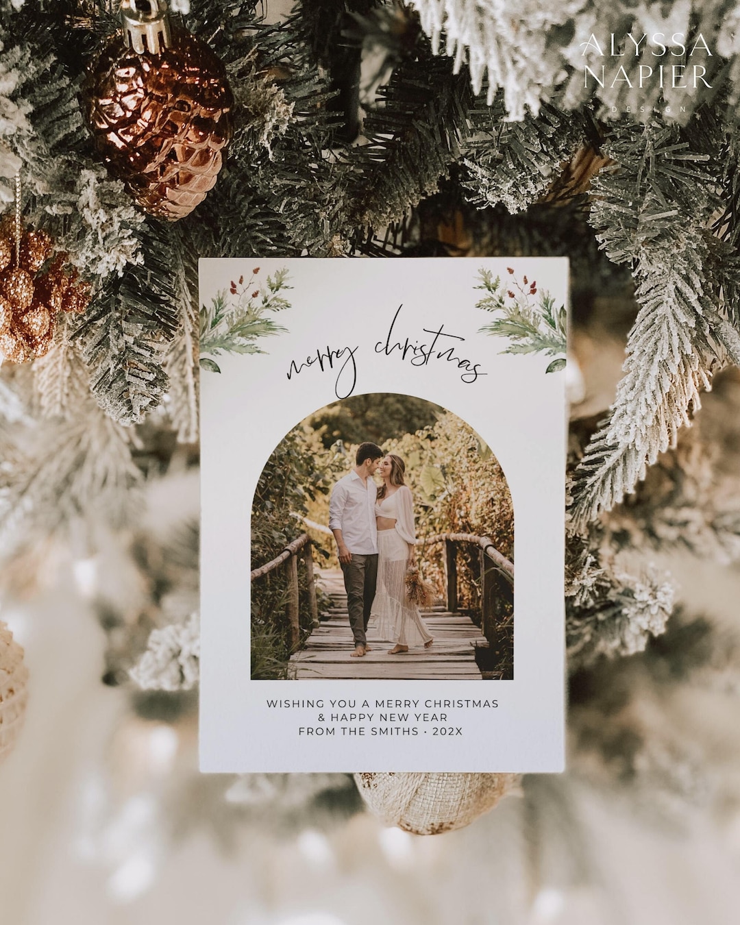 Photo Christmas Card Template, Editable Christmas Card With Photo ...