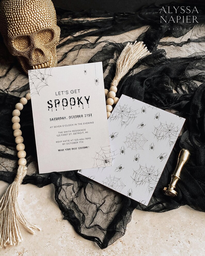 Spooky Halloween Invitation Template Minimalist Halloween - Etsy