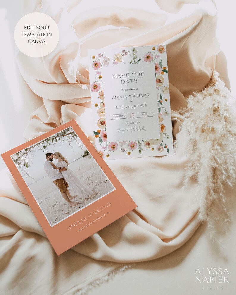 Spring Save the Date, Spring Wedding, Colorful Floral Wedding ...