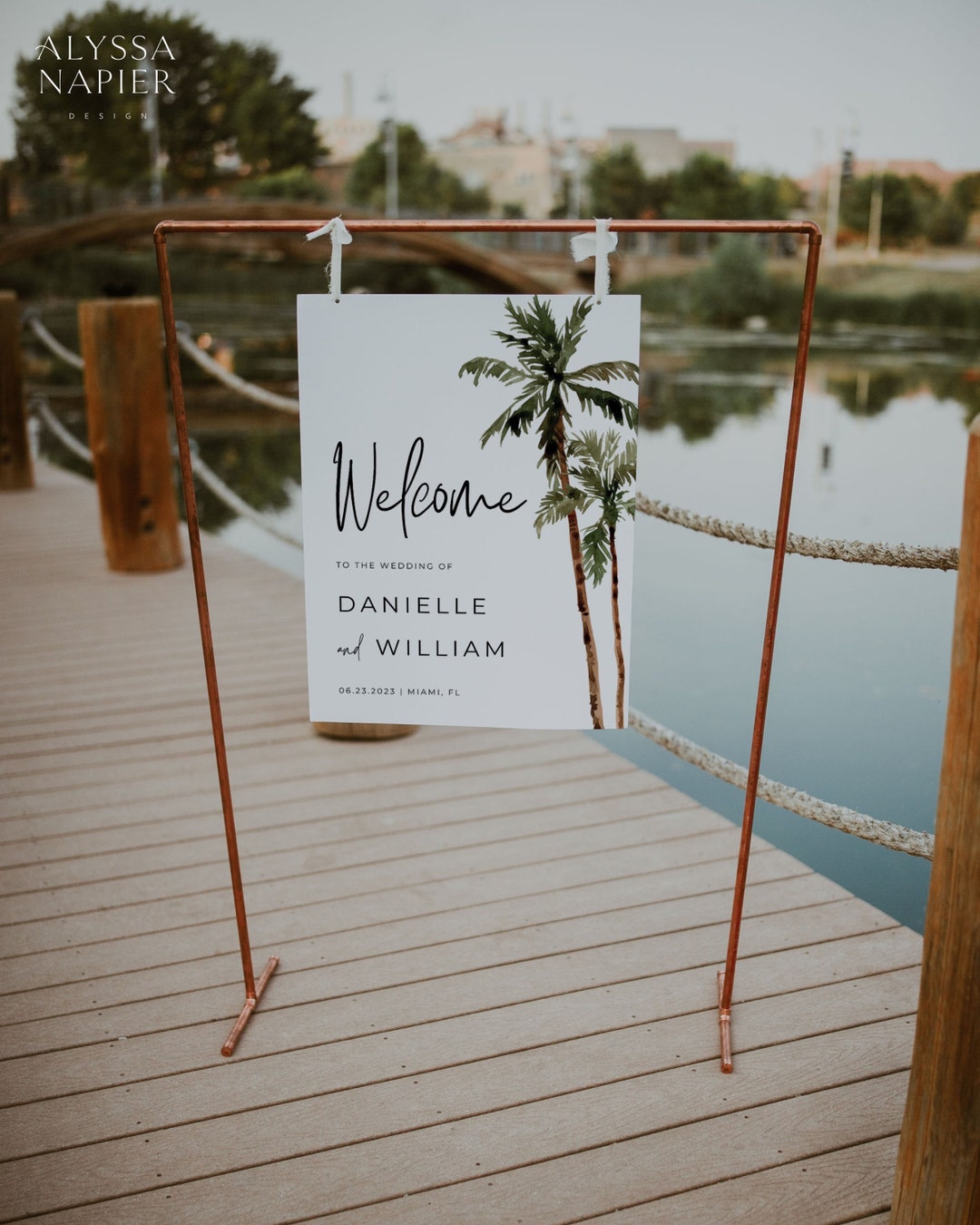 Palm Tree Welcome Sign Template, Tropical Wedding Sign Personalized ...