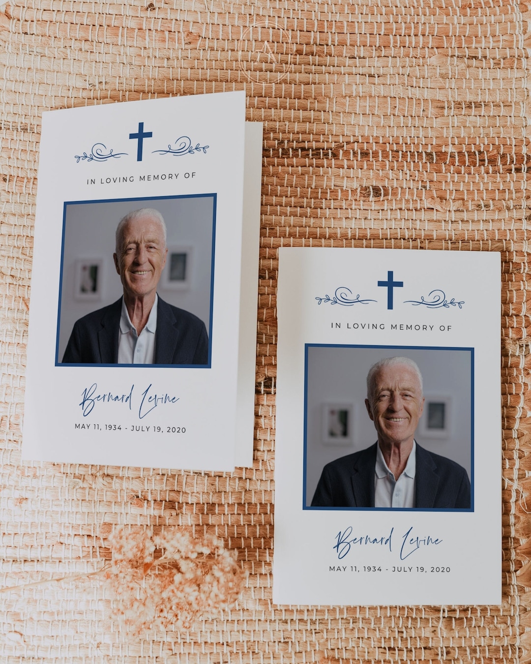 Printable Religious Funeral Program Template for Man, Cross Memorial ...