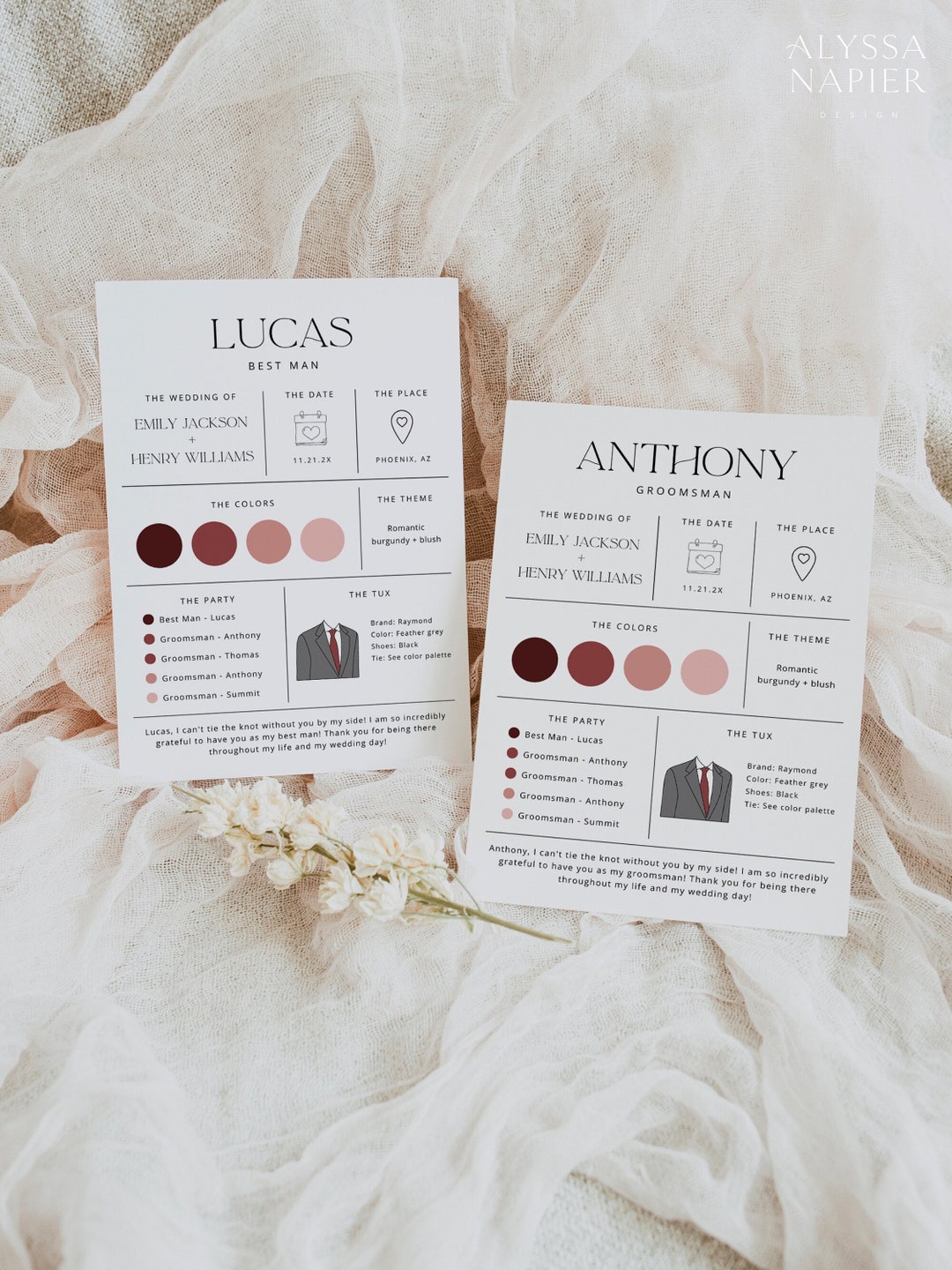 Groomsman Info Card, Best Man Infographic, Wedding Party Info Card ...