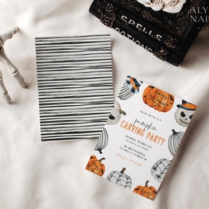 Pumpkin Carving Party Invitation, Halloween Party Invitation Editable ...