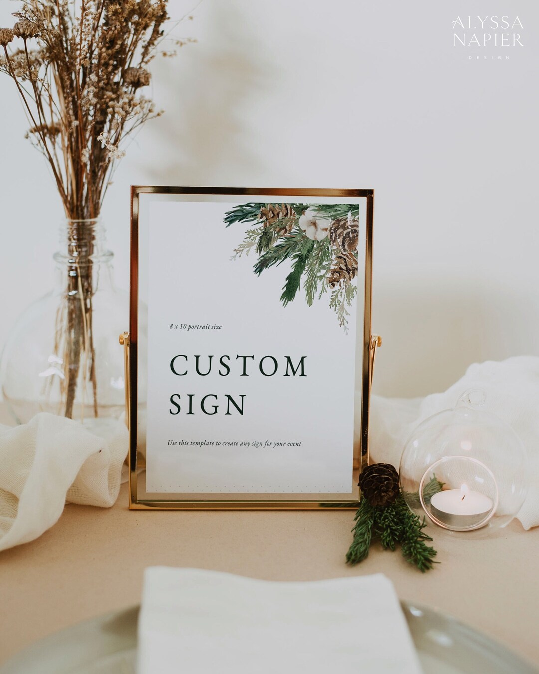 Custom Wedding Sign Template, Winter Wedding Welcome Sign, Christmas ...