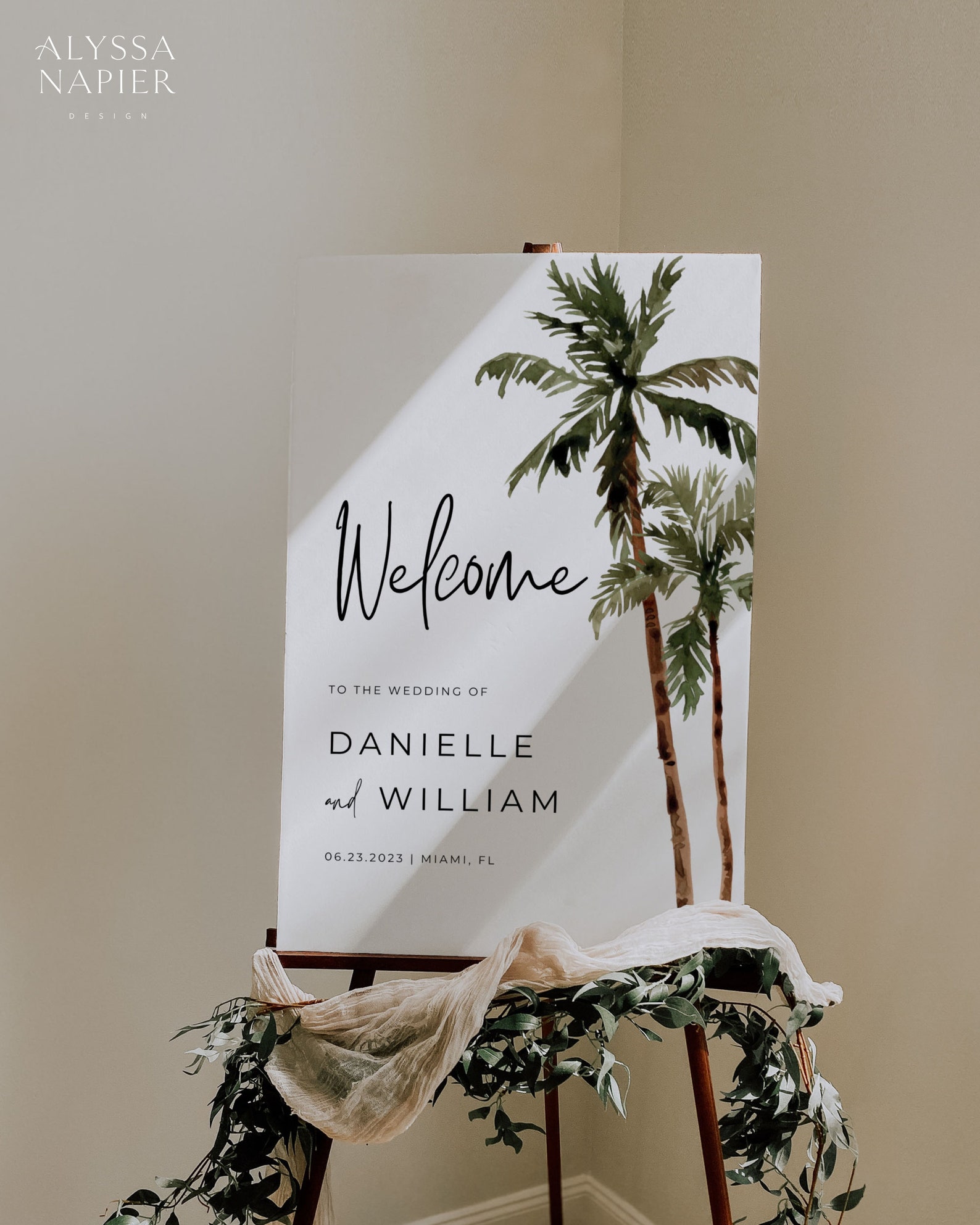Tropical Wedding Welcome Sign Template, Palm Tree Welcome to Our ...