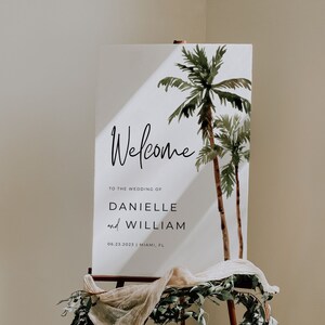 Palm Tree Welcome Sign Template, Tropical Wedding Sign Personalized ...