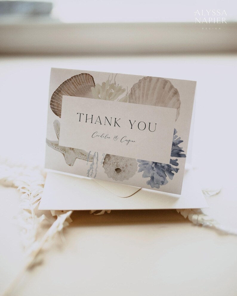 Ocean Thank You Card Printable Nautical Wedding Thank You - Etsy