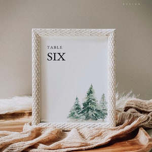 Pine Tree Table Number Set, Winter Wedding Table Numbers, Christmas ...