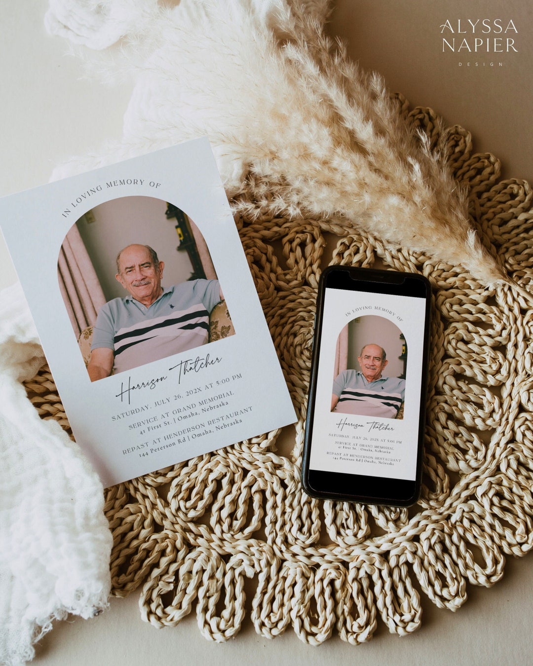 Editable Funeral Service Announcement, Celebration of Life Invitation ...
