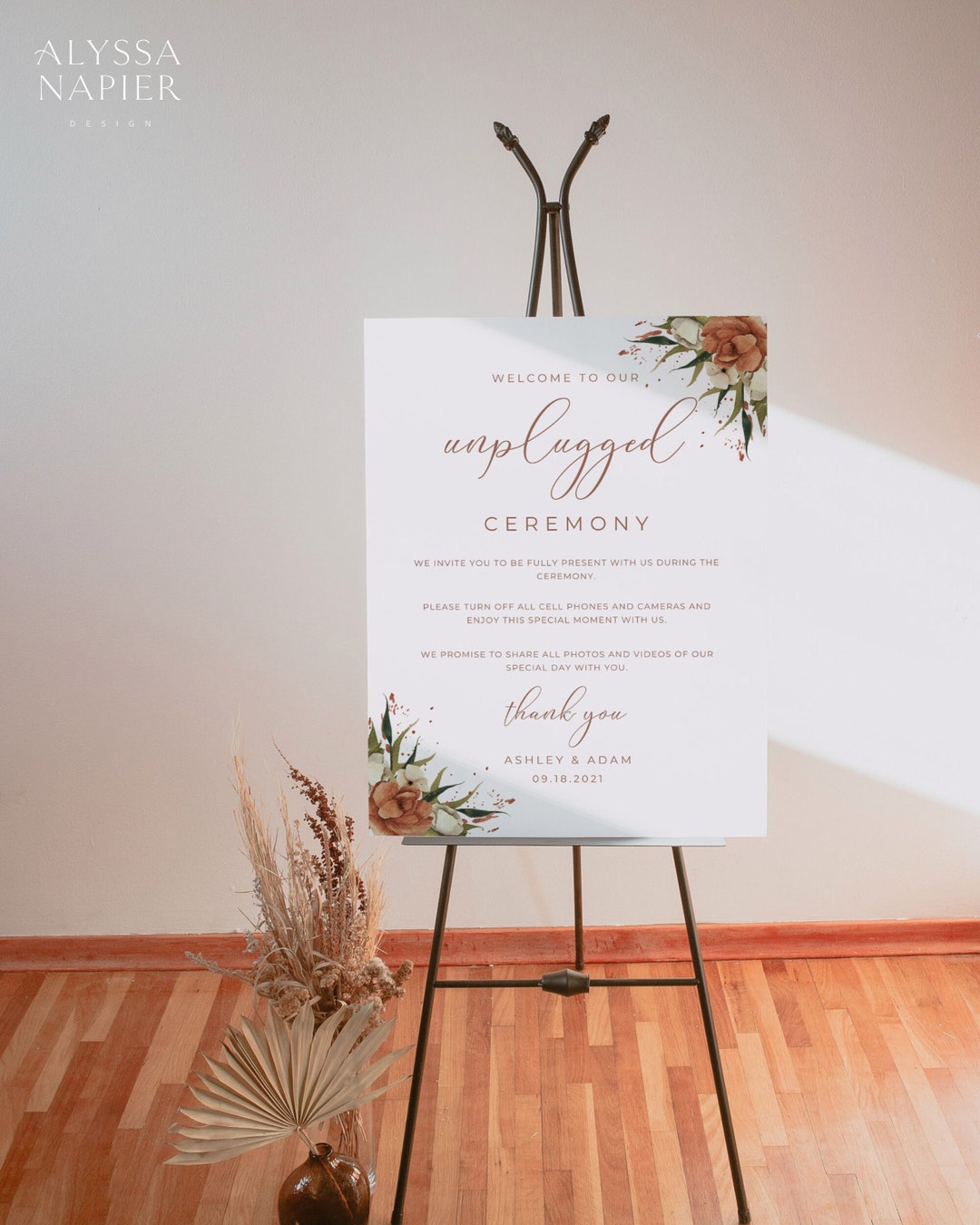 Welcome to Our Unplugged Ceremony Sign, Boho Wedding Welcome Sign ...