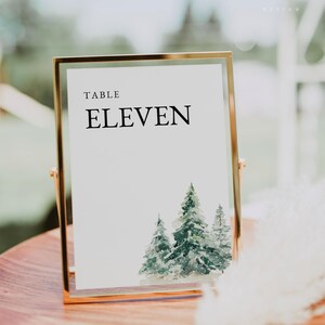 Pine Tree Table Number Set, Winter Wedding Table Numbers, Christmas ...