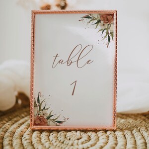 Boho Wedding Table Numbers Template, Terracotta Table Numbers Printable ...
