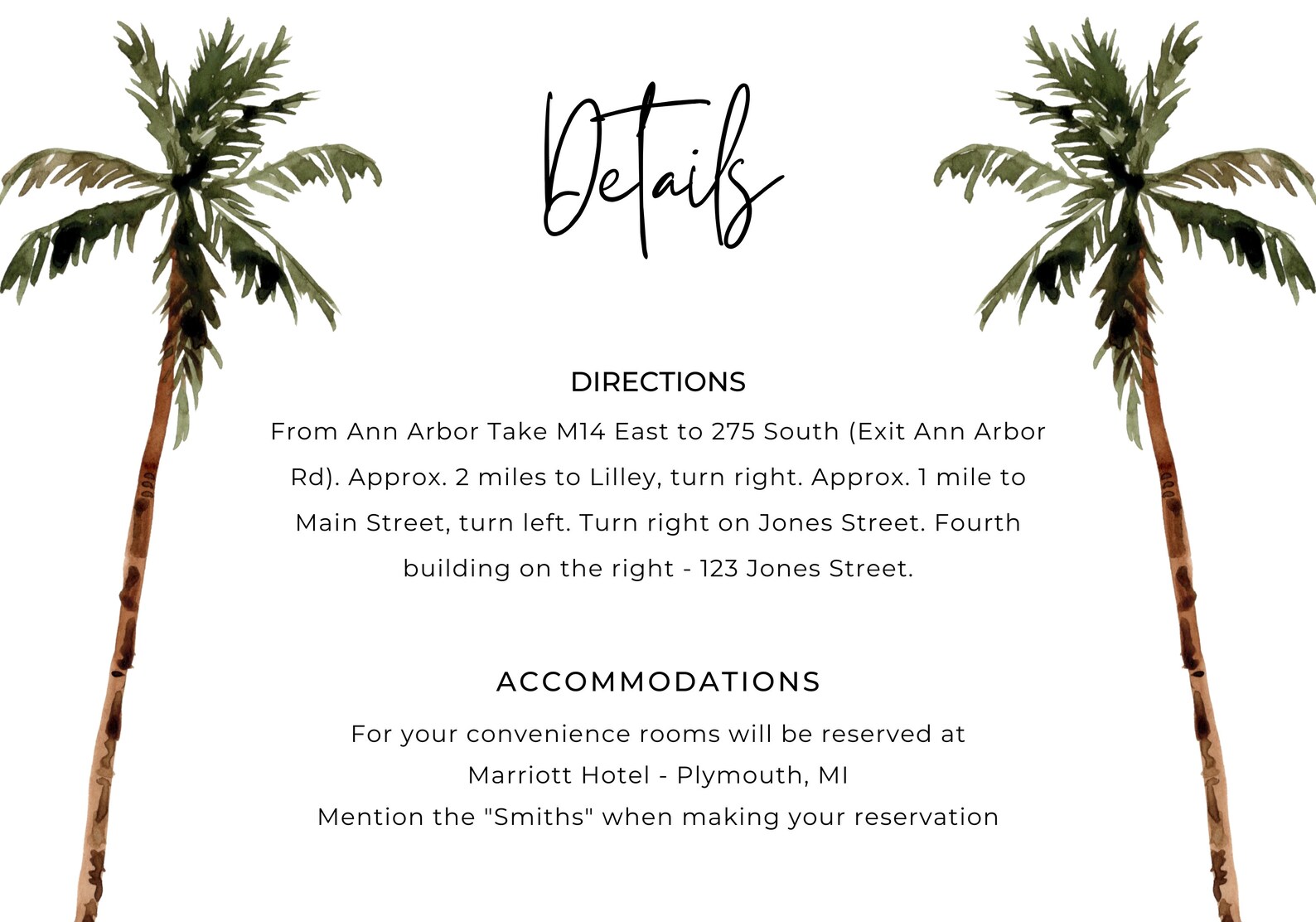 Palm Tree Wedding Invitation Suite Template Tropical Wedding | Etsy