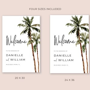 Palm Tree Welcome Sign Template, Tropical Wedding Sign Personalized ...