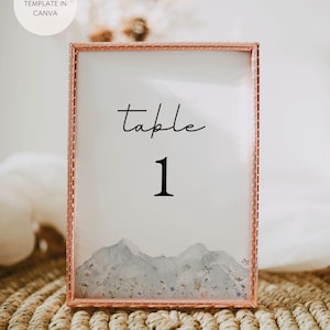 Mountain Seating Chart Card Template, Wildflower Wedding Table Seating ...