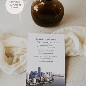 Florida Wedding Invitation Template, Miami Wedding Invitation Editable ...