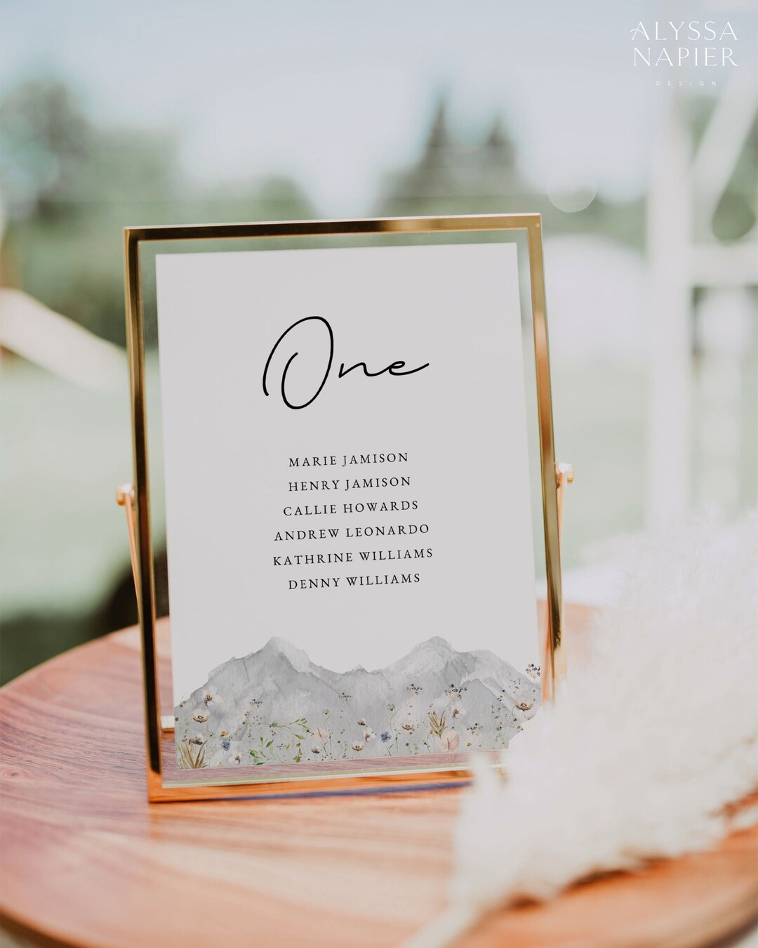 Mountain Seating Chart Card Template, Wildflower Wedding Table Seating ...