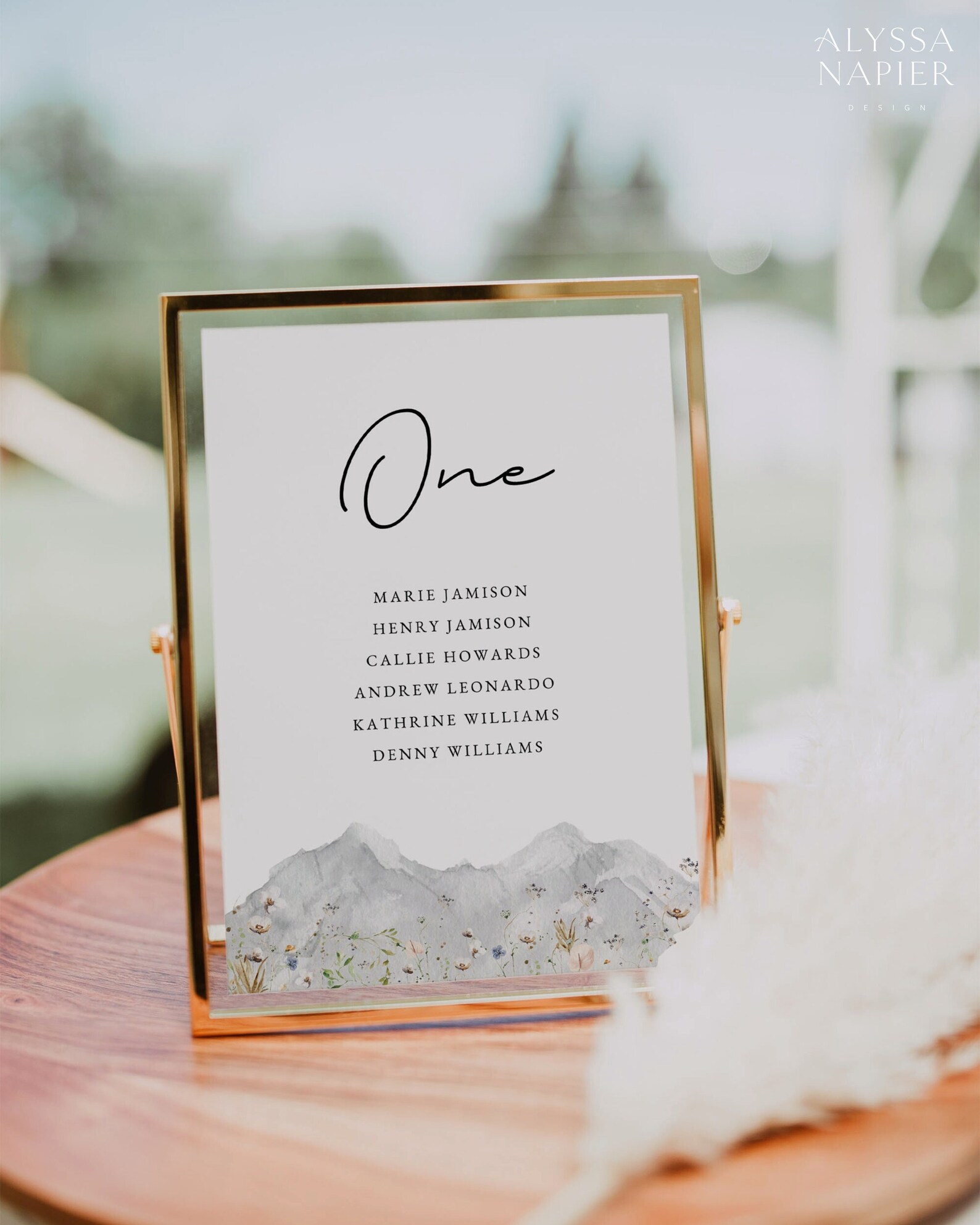 Mountain Seating Chart Card Template, Wildflower Wedding Table Seating ...