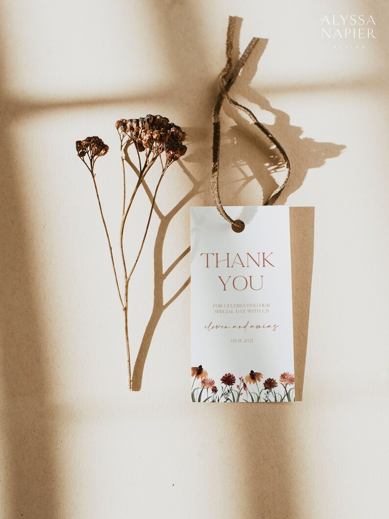 Boho Bridal Shower Favor Tags, Desert Wedding Thank You Tags Favors ...
