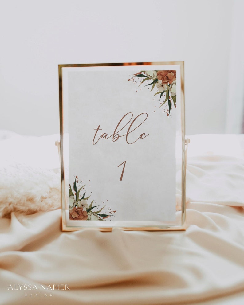 Boho Wedding Table Numbers Template Terracotta Table Numbers - Etsy