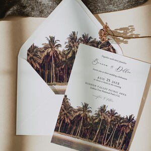 Tropical Palm Tree Wedding Envelope Liner Template Canva - Etsy