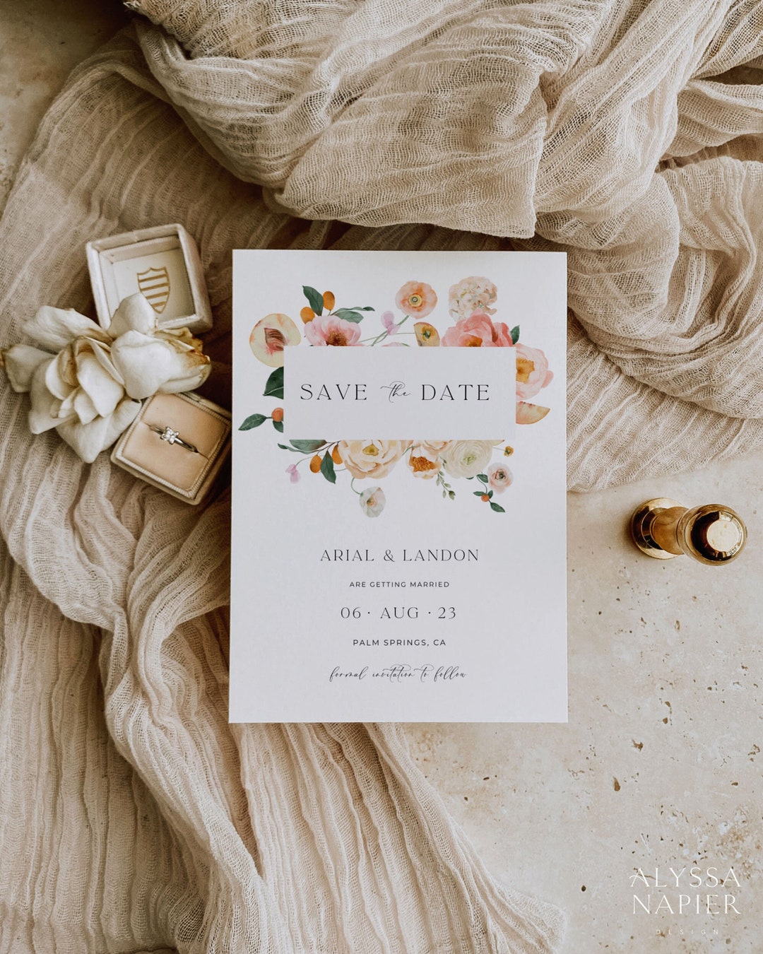 Vibrant Save the Date Template, Bright Floral Wedding Invitation ...