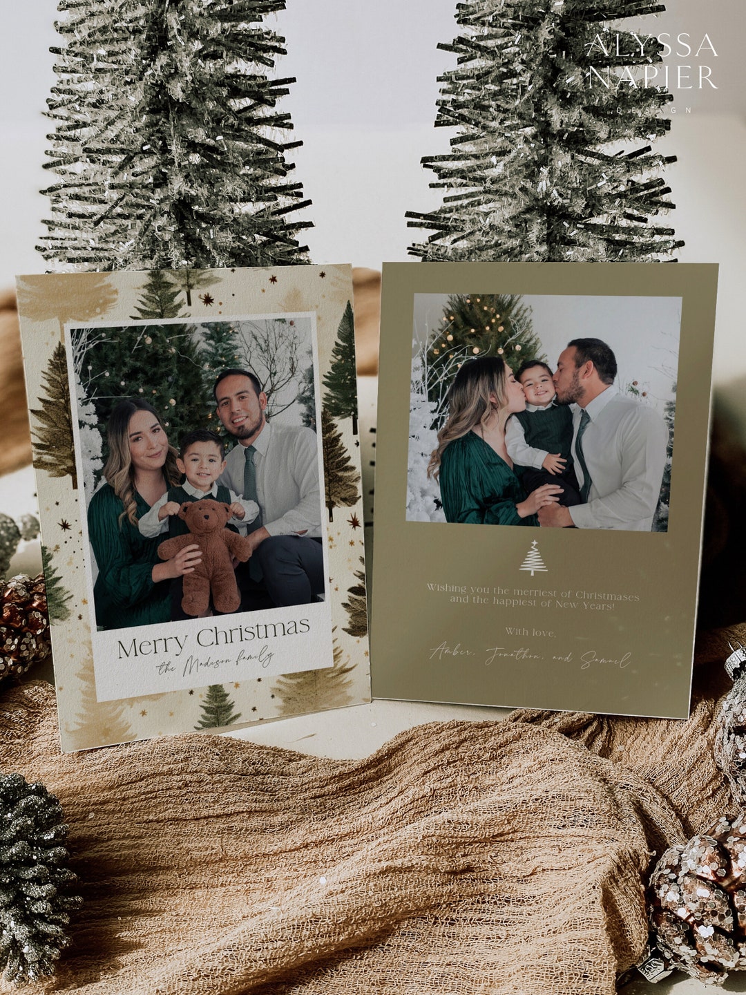 Rustic Christmas Card Template, Boho Photo Holiday Card Printable ...