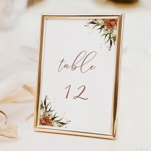 Boho Wedding Table Numbers Template, Terracotta Table Numbers Printable ...
