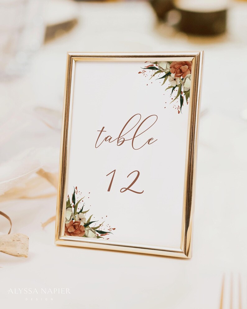 Boho Wedding Table Numbers Template Terracotta Table Numbers - Etsy